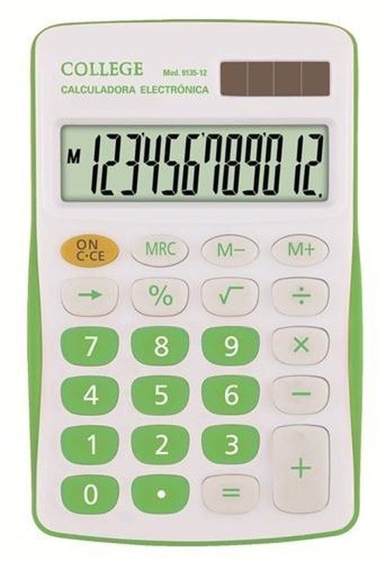 calculadora de bolsillo college de 12 dígitos con teclas memoria verde ...