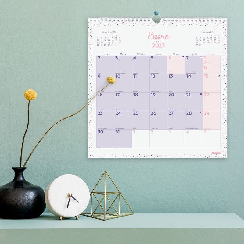 Calendario Finocam chic morado de pared y para escribir a mes vista ...