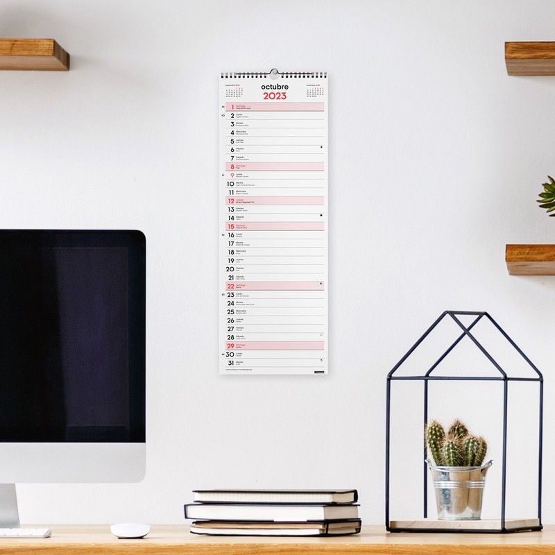 Calendario Finocam neutro para pared y escribir. Tamaño Largo. 2023 ...