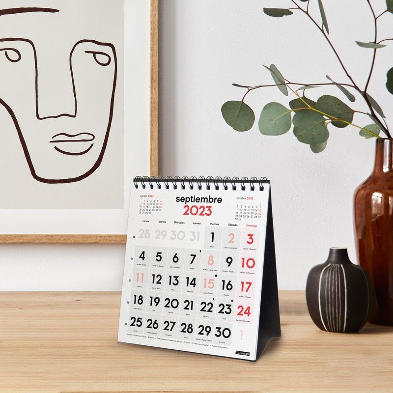 Calendario Finocam neutro sobremesa con números grandes. Tamaño XS ...