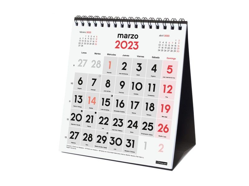 Calendario Finocam neutro sobremesa con números grandes. Tamaño XS ...