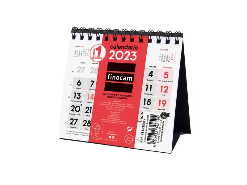 Calendario Finocam neutro sobremesa con números grandes. Tamaño XXS ... Calendario Finocam neutro sobremesa con números grandes. Tamaño XXS ...