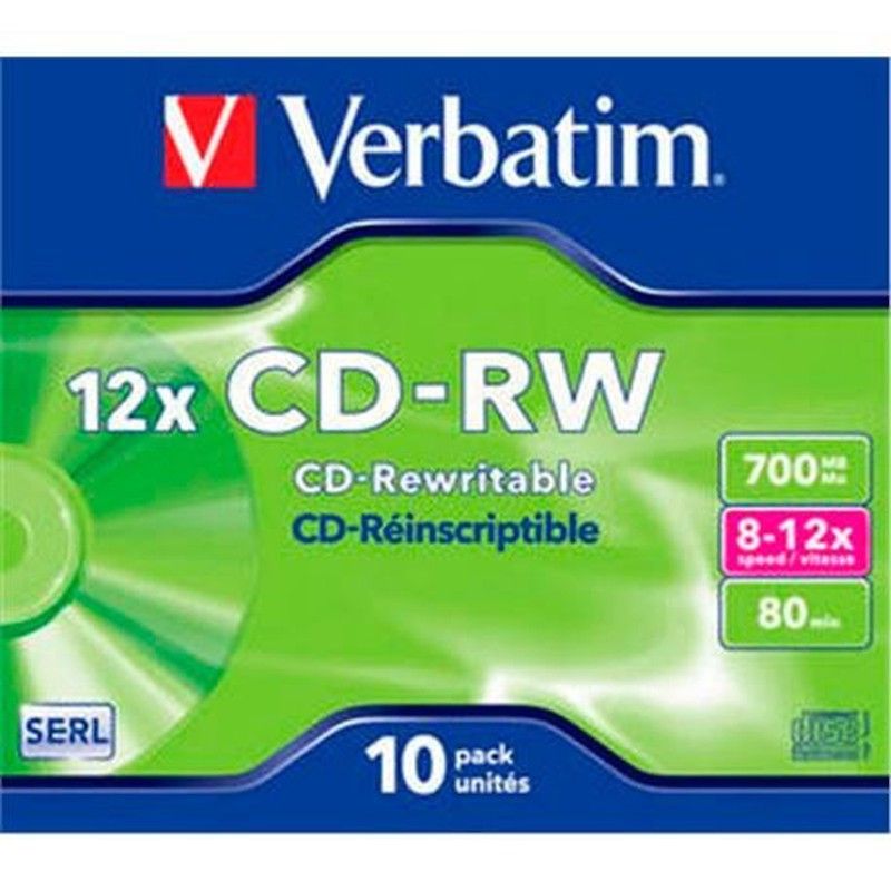 Pack de 10 unidades CD-RW VERBATIM 700Mb 12x — Cartabon